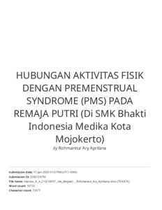 Hubungan Aktivitas Fisik dengan Premenstrual Syndrome (PMS) pada Remaja ...